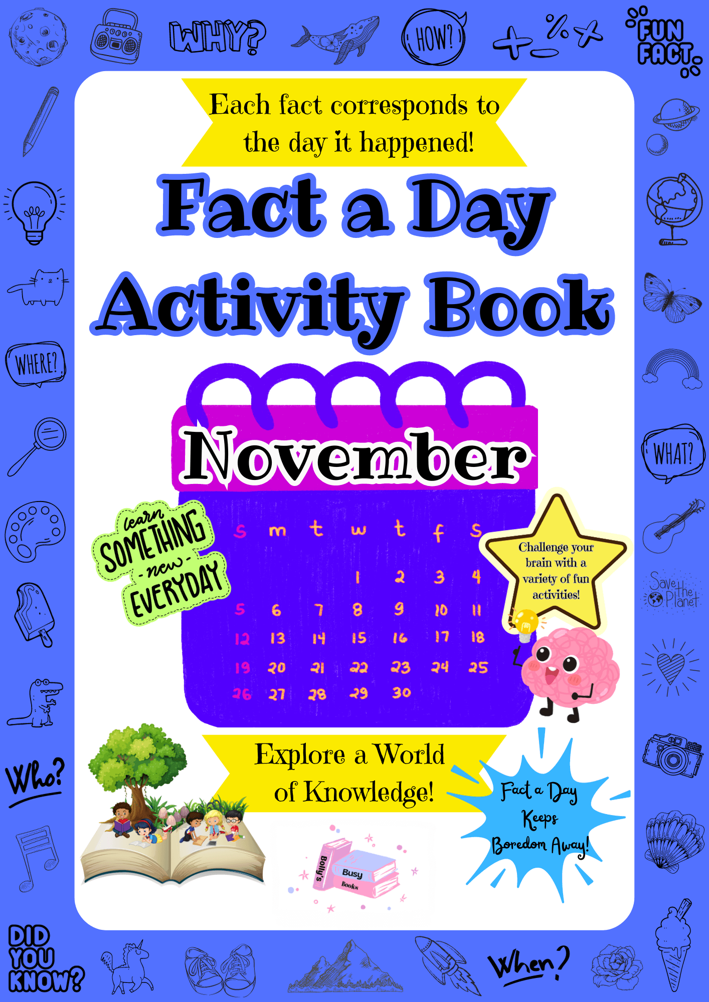November Fact a Day Activity Book - Bolly's Busy Books